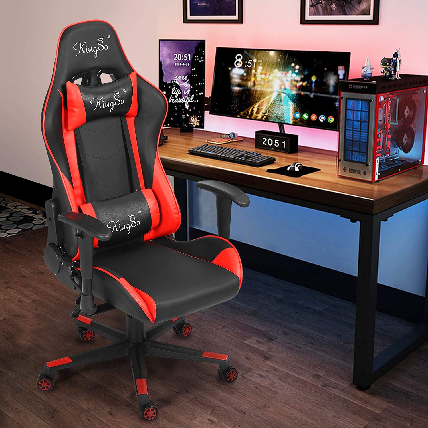 Gaming Chair Office Racing Style 180 Recliner Computer